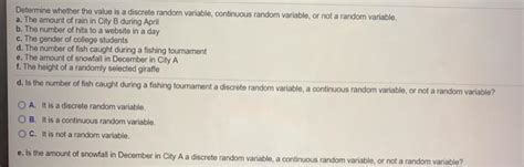 Solved Determine Whether The Value Is A Discrete Random