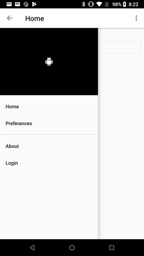 User Interface Android Prevent Navigation Drawer From Overlaying Title Bar Stack Overflow
