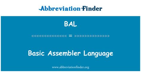 Bal 定义 基本汇编语言 Basic Assembler Language