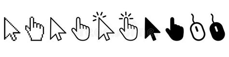 Cursor Icons Set In Hand Arrow And Mouse Forms Mouse Click Cursor Set
