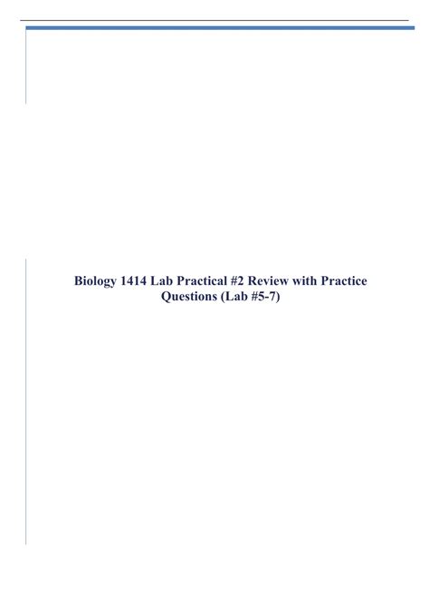 Biology 1414 Lab Practical 2 Review With Practice Questions Lab 5 7 Bio 1414 Bio1414