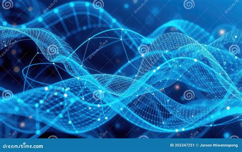 Futuristic Blue Waves With Glowing Particles Create Mesmerizing Visual