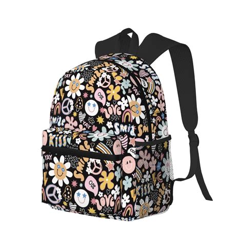 Travel Laptop Backpack For Men Women Cute Cartoon Flowers Water