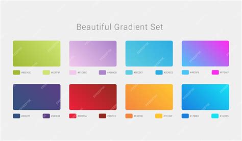 premium vector smooth beautiful gradient set for websites or app ui gradient set with color code
