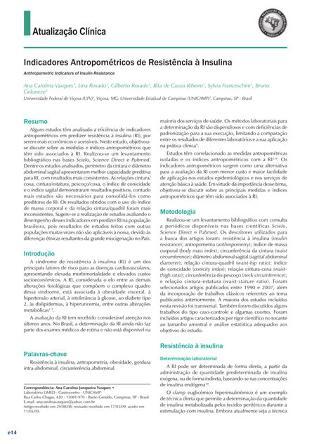 Pdf Anthropometric Indicators Of Insulin Resistance