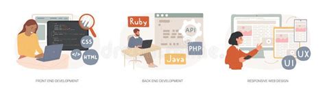 Web Development Agency Isolated Concept Vector Illustration Set Stock