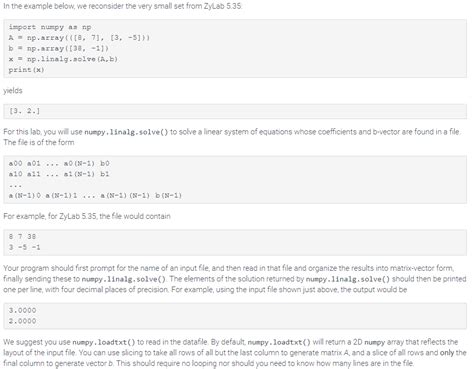 LAB Solution Of Linear Systems Of Equations Chegg Com