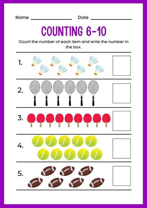Fun Kindergarten Counting 6 10 Math Worksheet Templates By Canva