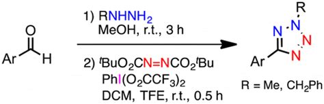 芳香醛，烷基肼，偶氮二羧酸 二叔 丁酯和[双（三氟乙酰氧基）碘]苯制备5 芳基 2 烷基四唑 The Journal Of Organic Chemistry X Mol
