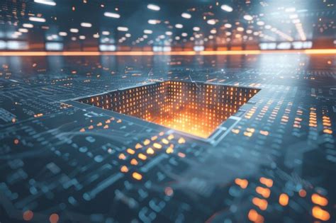 High Tech Data Center With Ai Processors And Glowing Digital Elements