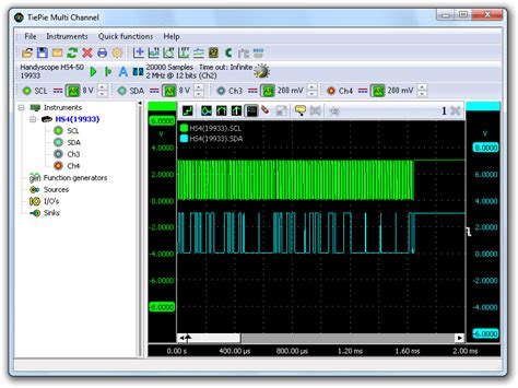Measuring I²C signals Articles TiePie USB oscilloscopes spectrum analyzers data loggers