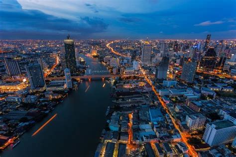 Aerial View Of A City At Night