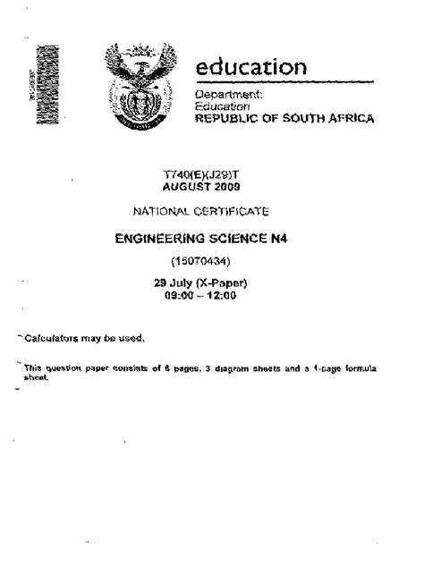 engineering science n4 aug2009qp pdf