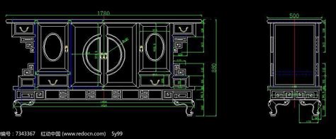 中式古典家具吉祥三多矮柜cad结构生产图图片下载 红动中国