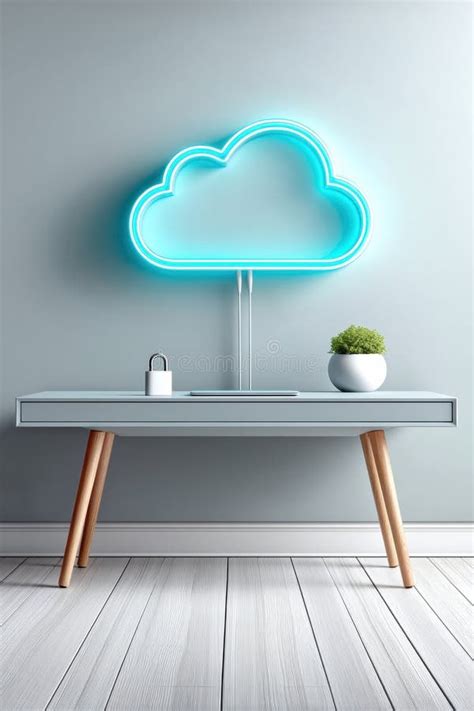 Exploring Cybersecurity With A Neon Cloud Sign Digital Safety And Data