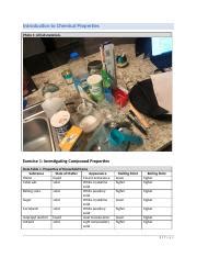 Lab3 1 Docx Introduction To Chemical Properties Photo 1 All Lab Materials Exercise 1