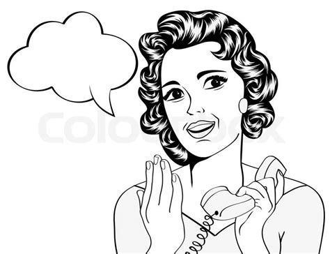Cute Retro Woman In Comics Style With Message Vector Illust Colourbox
