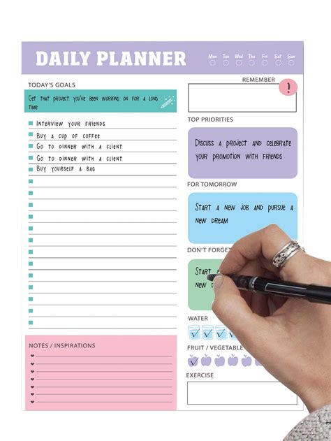 Daily Plan Book Tearable Design 60 Sheets Daily Planner With To Do List