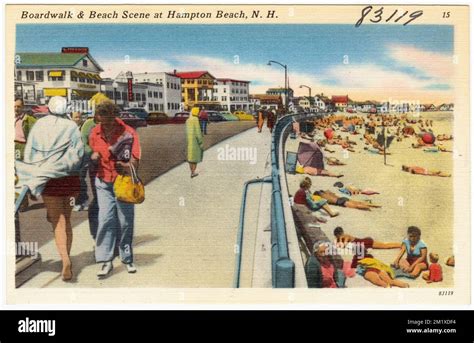 Boardwalk And Beach Scene At Hampton Beach N H Boardwalks Beaches