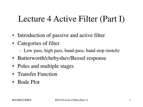 PPT Lecture Active Filter Part I PowerPoint Presentation Free Download ID