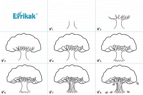 Как нарисовать осенний дуб с листьями простым карандашом поэтапно