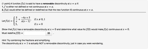 Solved Point A Functionf X Is Said To Have A Removable Chegg Com