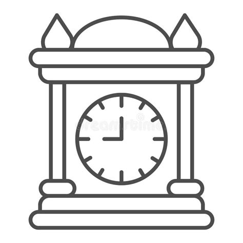 Clock Thin Line Icon Time Vector Illustration Isolated On White Dial