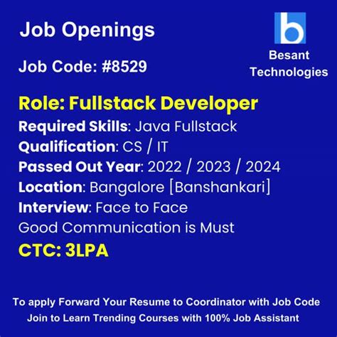 Besant Technologies On Linkedin Fullstackdeveloper Java