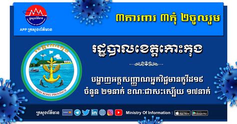 សេចក្តីប្រកាសព័ត៌មាន របស់រដ្ឋបាលខេត្តកោះកុង ស្តីពីការរកឃើញករណីវិជ្ជមានជំងឺកូវីដ ១៩ ចំនួន ០៨នាក់