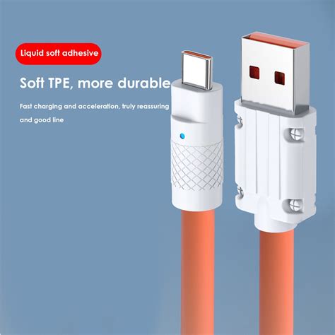 2 4a Type C สายเคเบิลข้อมูล ซิลิโคนเหลว ชาร์จเร็วมาก ส่งข้อมูล Android สายชาร์จ โคมไฟ สําหรับ