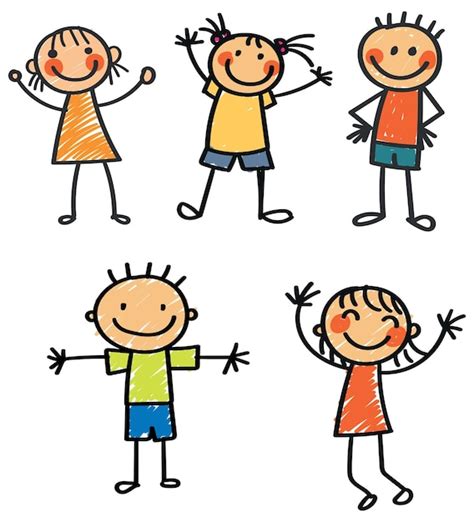 낙서스타일 아이그림 Vecteur Premium