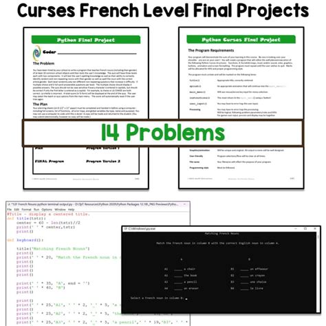 Python Curses French Final Coding Project Editable Resource Package