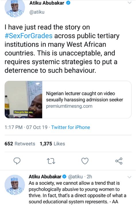 Atiku Reacts As Bbc Exposes Sex For Grades Nigerian Lecturers