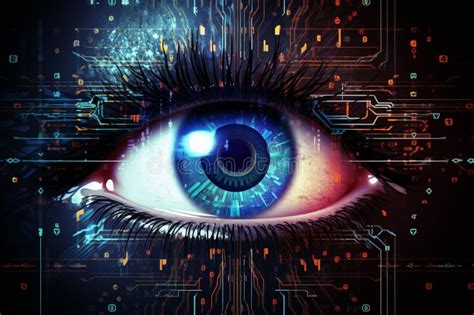 Concept Of Cyber Security Awareness Vs Hacker Virus Eye Scan Fingerprint Key Biometric
