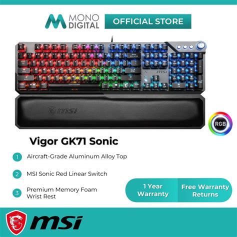 Msi Vigor Gk71 Sonic Rgb Gaming Keyboard With Sonic Red Linear