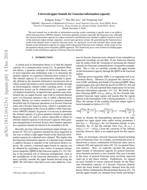 Pdf Universal Upper Bounds For Gaussian Information Capacity