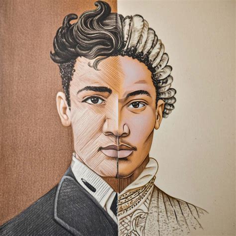 Premium Photo A Drawing Of A Man With A Black Hair And A White Shirt