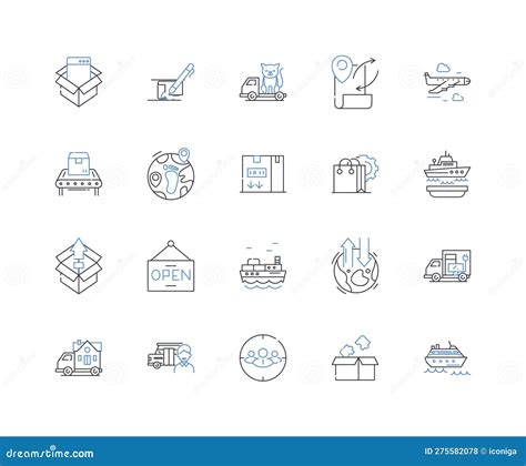 Stock Management Line Icons Collection Inventory Supply Demand