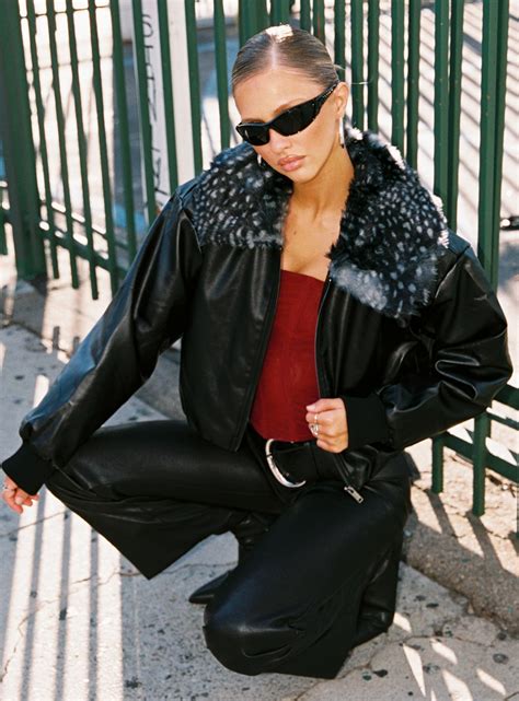 Koemi Faux Leather Collared Jacket Black Princess Polly