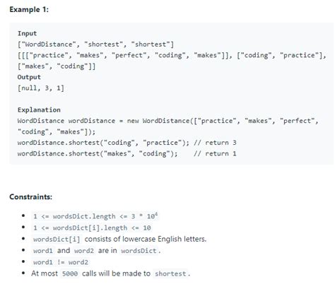 244 shortest word distance ii · issue 42 · spiralgo algorithms · github