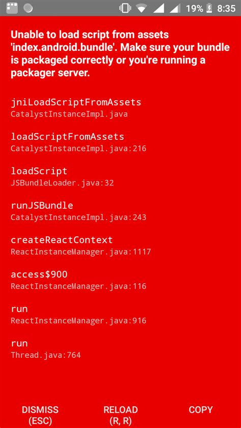 Javascript React Native App On Android Build Says Unable To Load