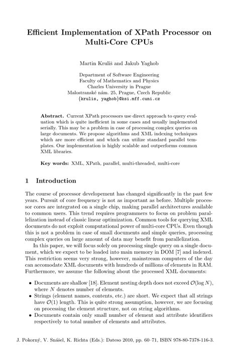 Pdf Efficient Implementation Of Xpath Processor On Multi Core Cpus