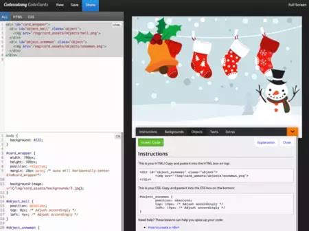 Haz tú mismo tus postales navideñas usando HTML y CSS de la mano de Code Cards de Codeacademy