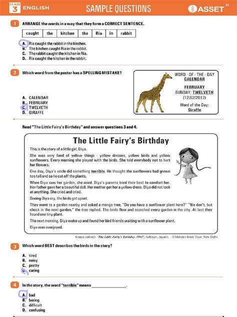 Asset English Sample Papers Class 3 Pdf