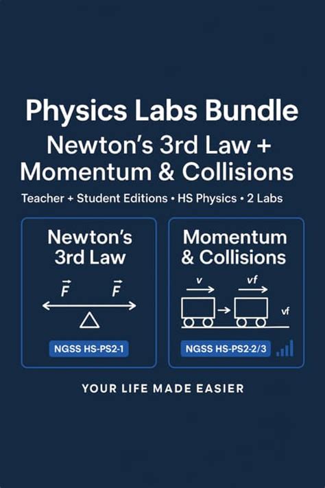 Physics Labs Bundle Labs 7and8 Newtons 3rd Law Momentum And Collisions Hs