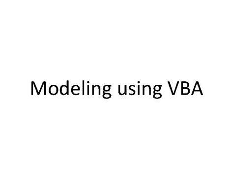 Modeling Using Vba Using Toolbox Using The Toolbox
