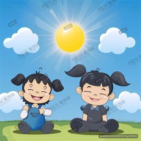 Ai创作图蓝天白云下的小朋友 卡通阳光少年 原创卡通男孩女孩 二童插画 卧在草地上的两个小孩 户外卡通儿童 卡通兄妹 儿童快乐时光 卡通男孩女孩设计 卡通男孩女孩 卡通太阳小男孩 小孩快乐童年