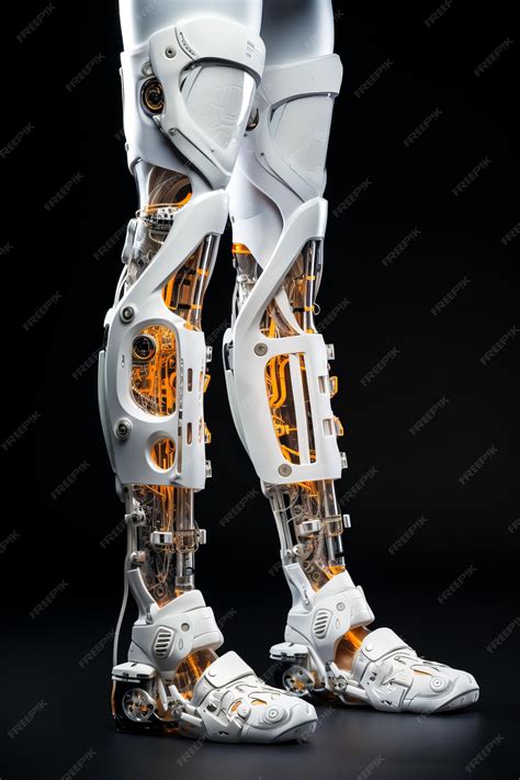 Premium Photo Illustration Of Prosthetic Legs On A Black Background Or Futuristic Robot Legs