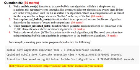 Solved Question Marks Write Bubble Sort A Chegg