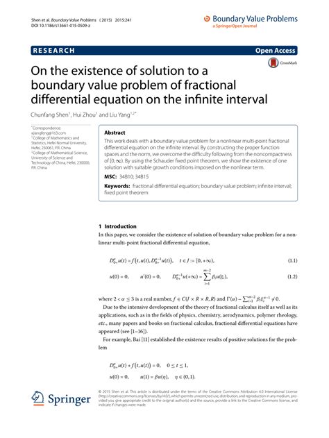 Pdf On The Existence Of Solution To A Boundary Value Problem Of Fractional Differential